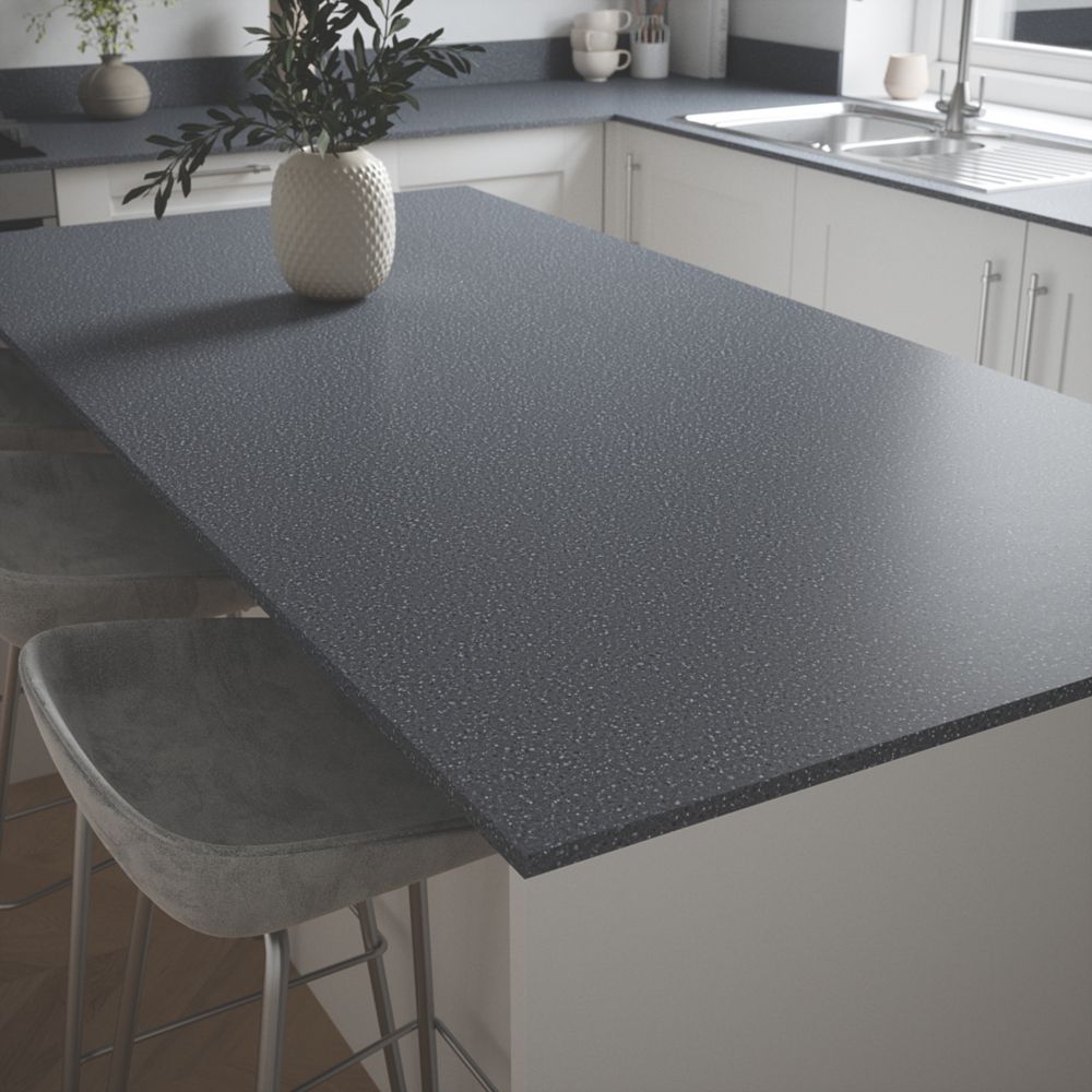 Metis Dark Grey Composite Kitchen Worktop 2440mm x 900mm x 15mm - Screwfix