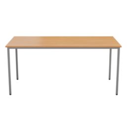 TC Group Rectangular Office Table Beech/Silver 1200mm x 800mm - Screwfix