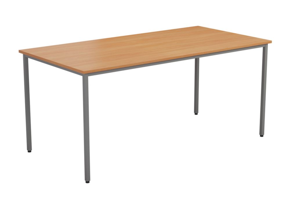 TC Group Rectangular Office Table Beech/Silver 1200mm x 800mm - Screwfix