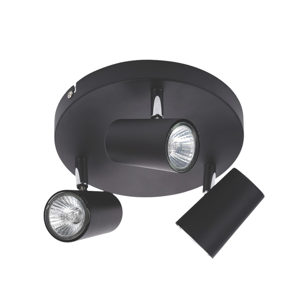 Inlight Harvey Round 3-Light Spotlight Black - Screwfix