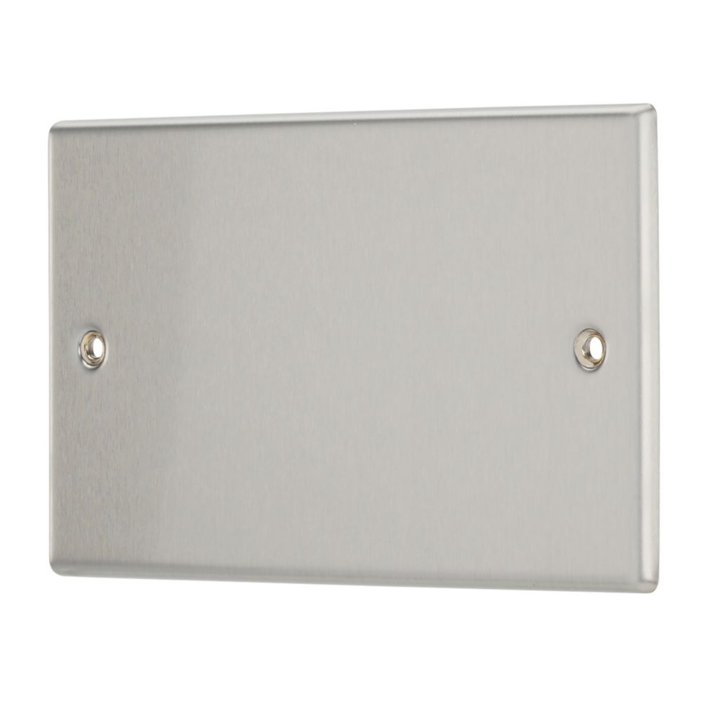 Contactum iConic 2-Gang Blanking Plate Brushed Steel - Screwfix