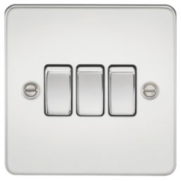 Knightsbridge 10AX 3-Gang 2-Way Light Switch Polished Chrome - Screwfix