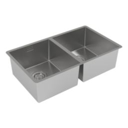 Carysil SR1024 2 Bowl Stainless Steel Kitchen Sink 750mm x 440mm - Screwfix