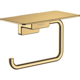 Hansgrohe AddStoris Toilet Roll Holder with Shelf Polished Gold Optic - Screwfix