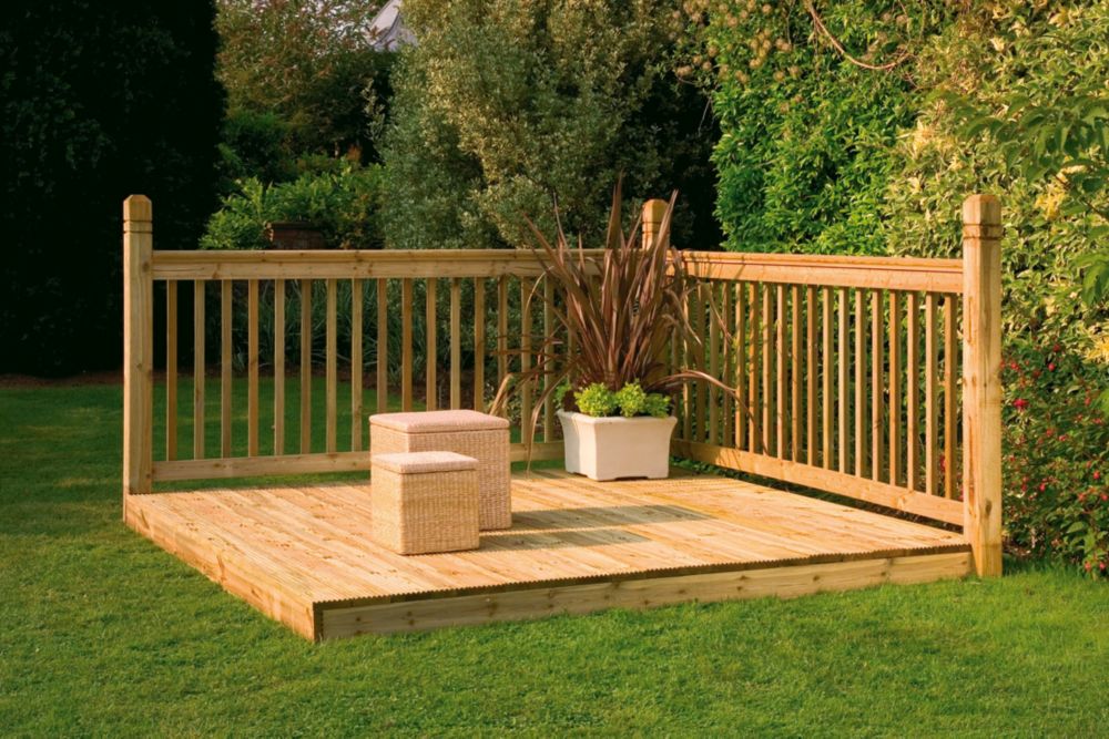 Forest Patio Decking Kit Base & Balustrade 2.4m x 2.4m - Screwfix