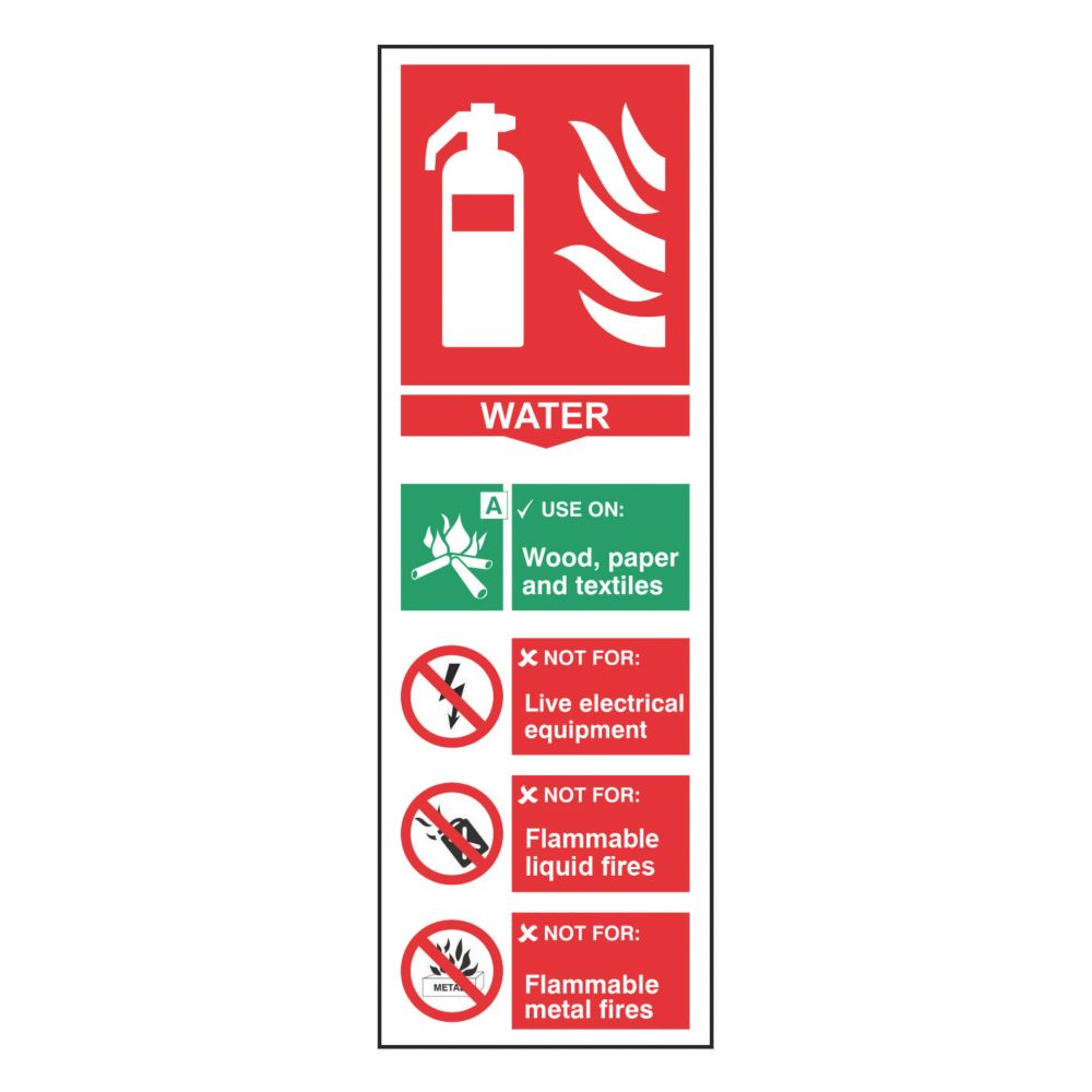 Essentials Non Photoluminescent "Fire Extinguisher Water" Sign 100mm x ...