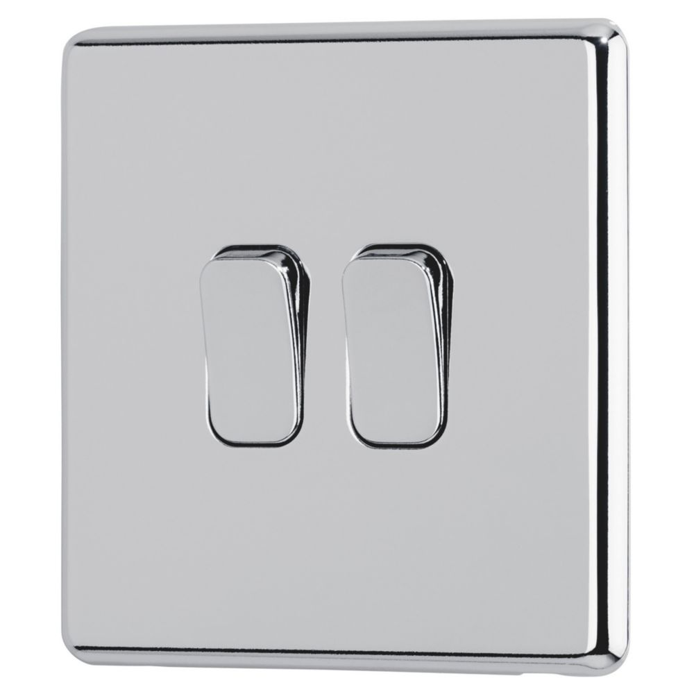 Arlec 10A 2-Gang 2-Way Light Switch Polished Chrome - Screwfix