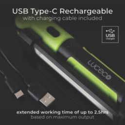 Luceco Rechargeable LED Slim Foldable Inspection Torch with Power Bank ...