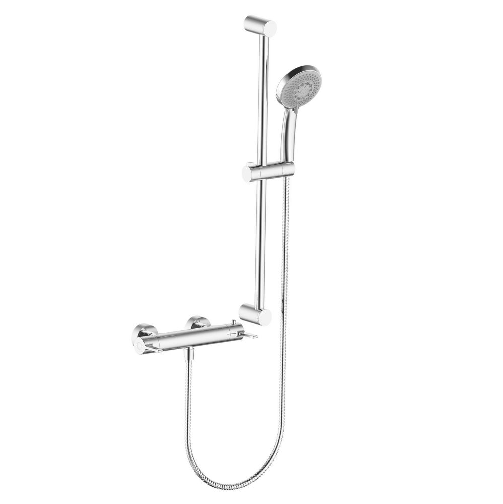 Ilovik Rear-Fed Exposed Chrome Thermostatic Shower Kit - Screwfix