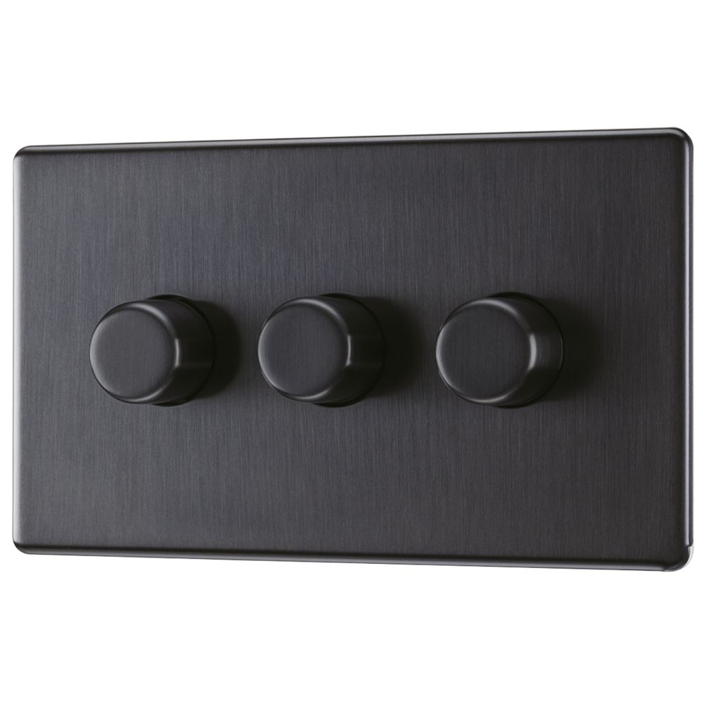 LAP 3-Gang 2-Way LED Dimmer Switch Slate Grey - Screwfix