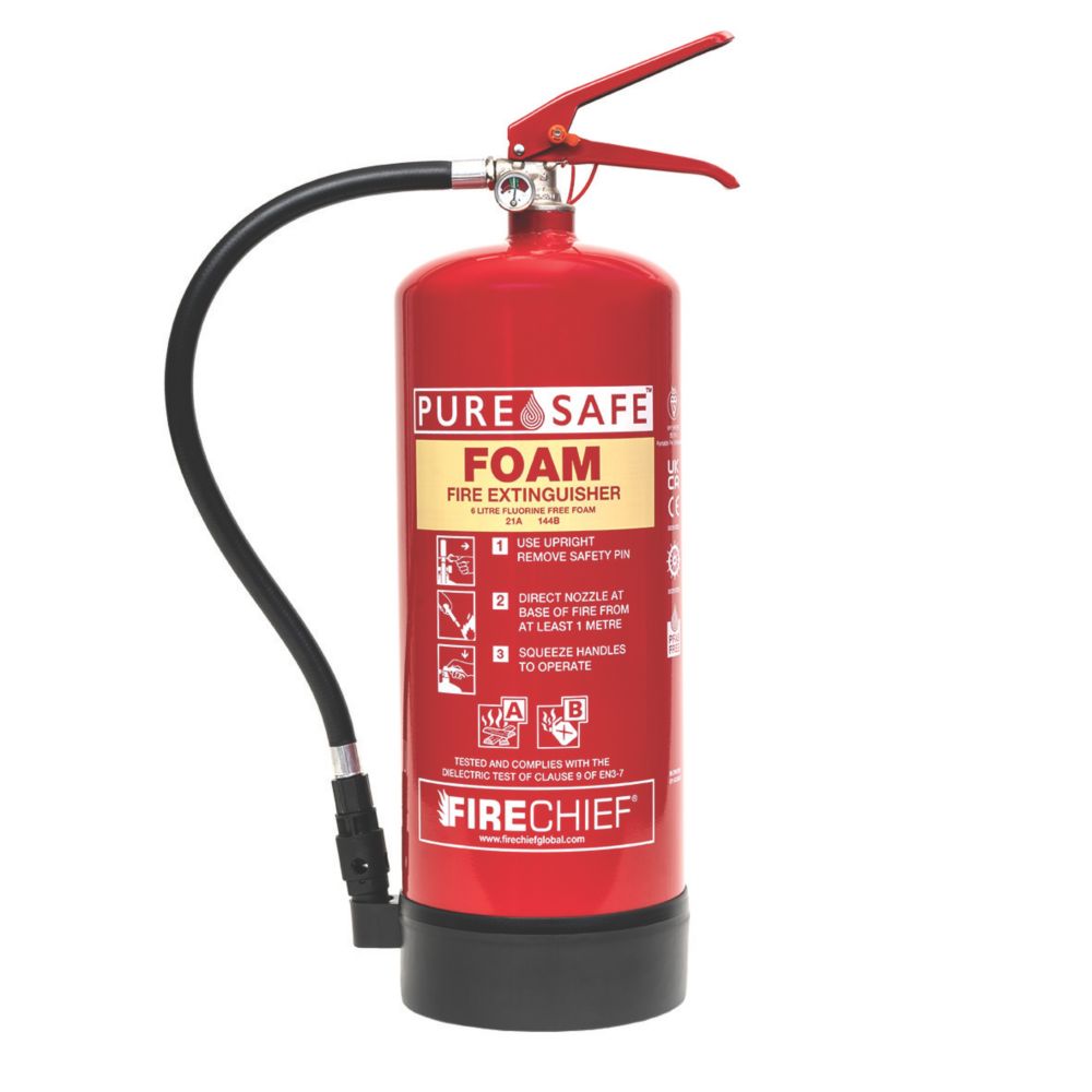 Firechief PureSafe FFF6 Foam Fire Extinguisher 6Ltr - Screwfix