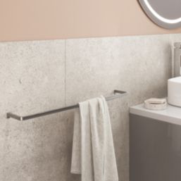 Elland Towel Rail Brushed Steel 600mm x 80mm x 20mm - Screwfix