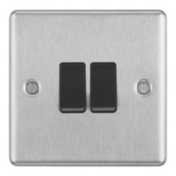 LAP 20A 16AX 2-Gang 2-Way Light Switch Brushed Stainless Steel with ...