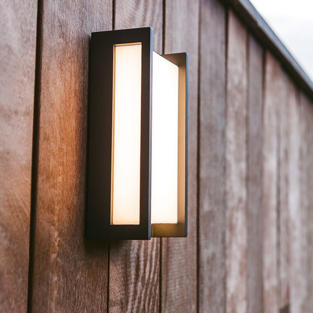 Lutec Qubo Outdoor LED Wall Light Dark Grey 15W 1300lm - Screwfix