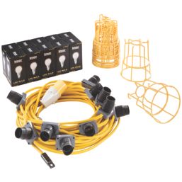 Defender 22m LED Festoon Lighting Chain 10W 8000lm 110V - Screwfix