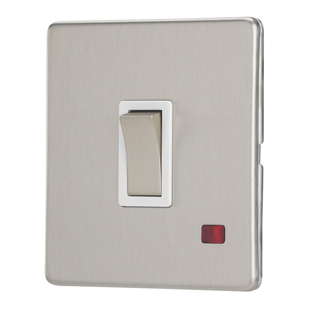Contactum Lyric 20A 1-Gang DP Control Switch Brushed Steel with Neon ...