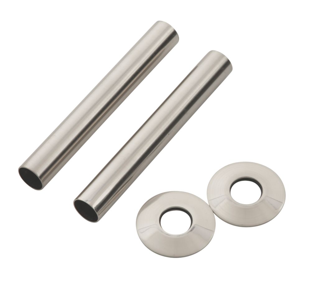 Arroll Pipe Shroud Kit Brushed Nickel 18mm x 130mm 2 Pack - Screwfix
