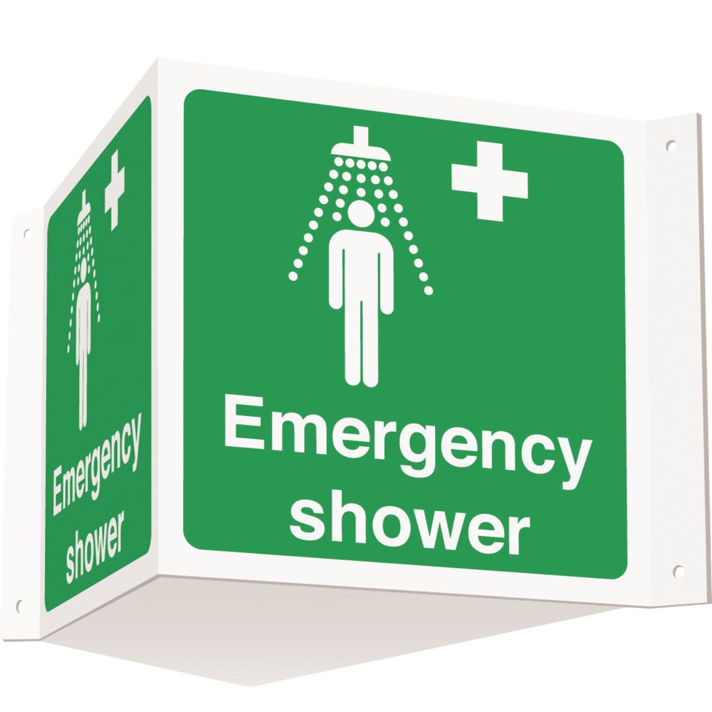 Essentials Emergency Shower Projecting Sign (3D) 200mm x 400mm - Screwfix