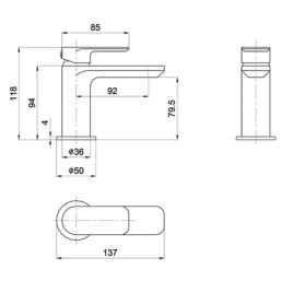 Highlife Bathrooms Rona Brushed Brass 118mm Cloakroom Lever Mono Basin ...