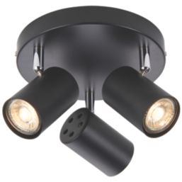 Saxby Toro Round 3-Light Spotlight Black - Screwfix