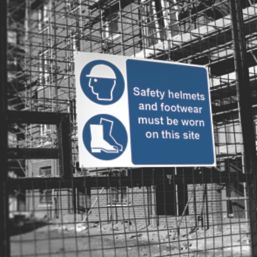 Essentials "Safety Helmets And Footwear Must Be Worn" Sign 450mm x ...
