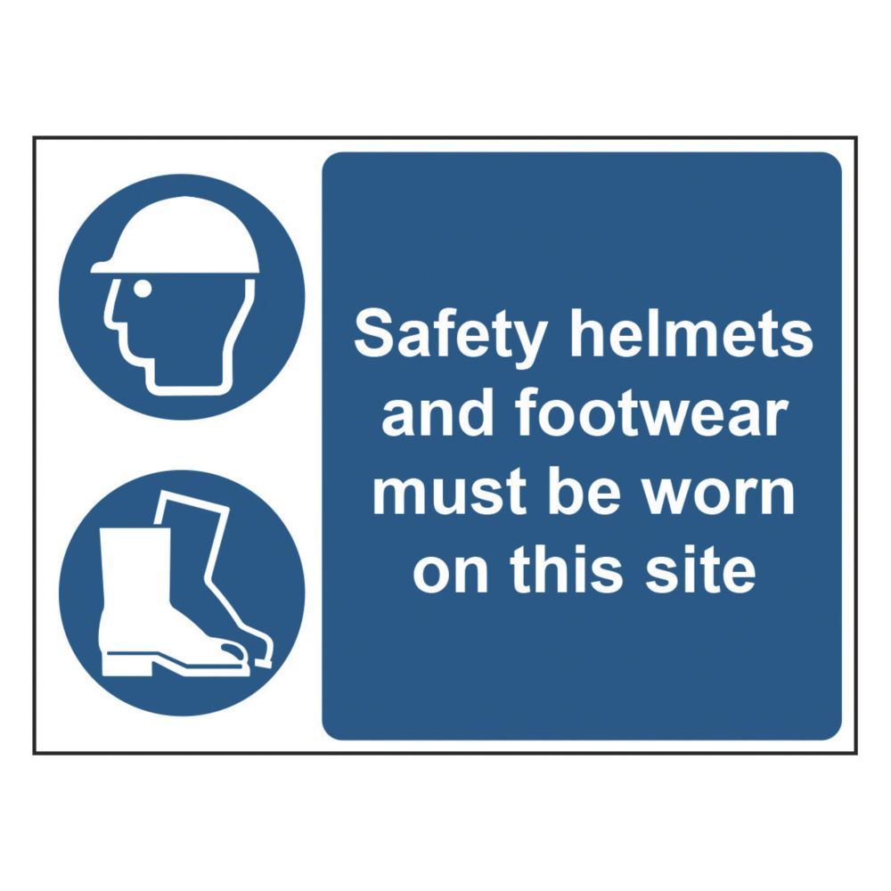 Essentials "Safety Helmets And Footwear Must Be Worn" Sign 450mm x ...