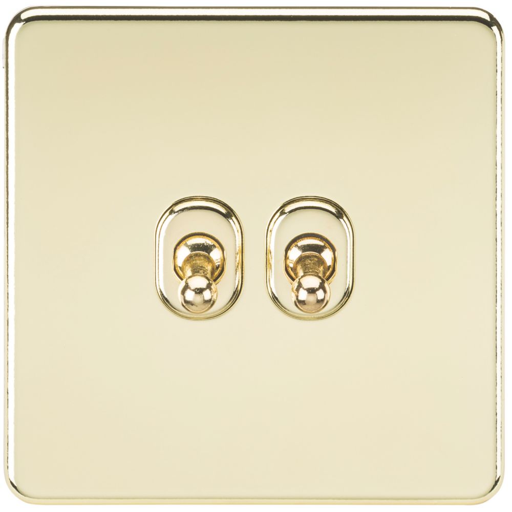 Knightsbridge 10AX 2-Gang 2-Way Light Switch Polished Brass - Screwfix Knightsbridge 10AX 2-Gang 2-Way Light Switch Polished Brass - Screwfix