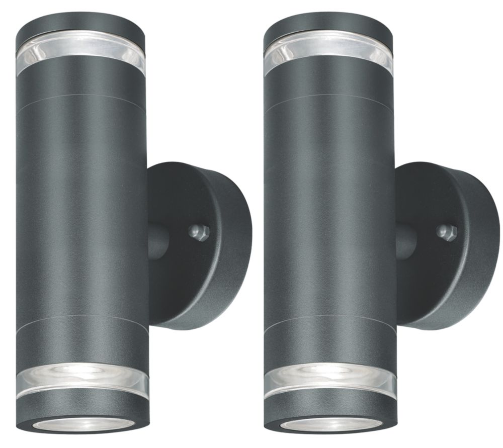 4lite Marinus Outdoor Up & Down Wall Lights Anthracite Grey 2 Pack ...