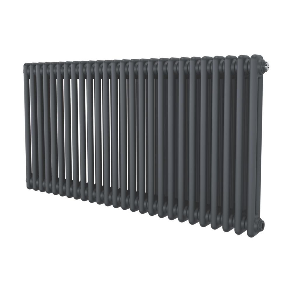 Azur 600mm x 1190mm 3896BTU Anthracite Horizontal 2 Column Radiator ...