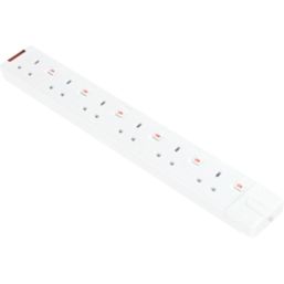 Masterplug 13A 6-Gang Unfused Rewireable Trailing Socket with LED White ...