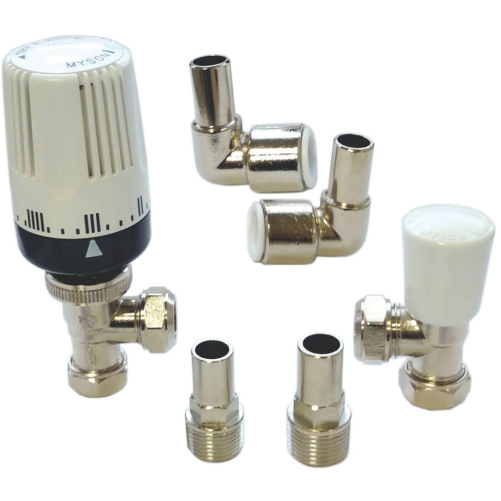 Myson 2-Way & Matchmate White Angled Thermostatic Push-Fit TRV ...
