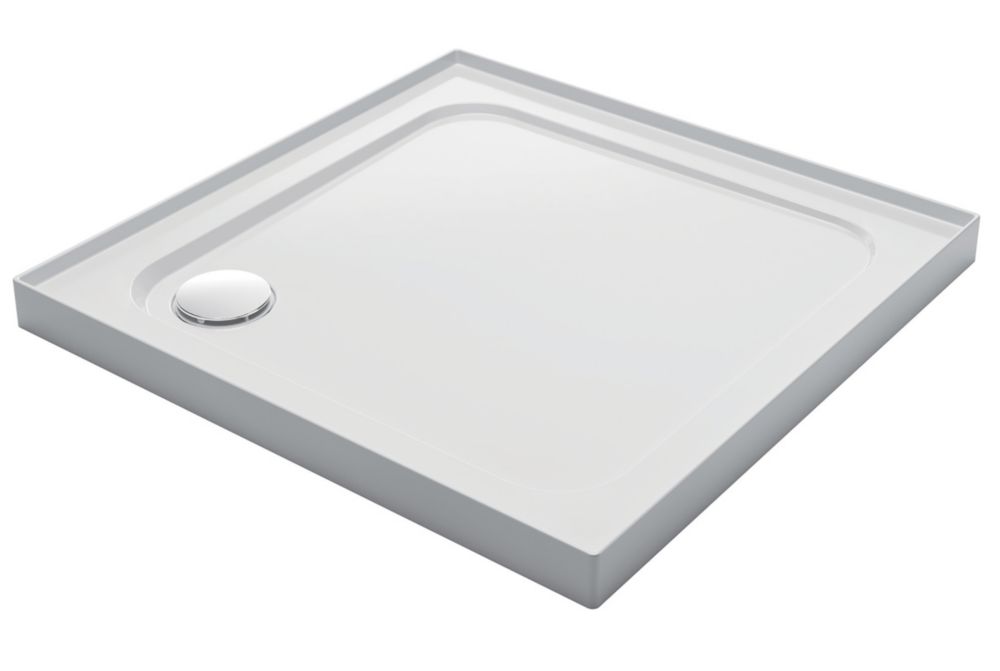 Mira Flight Low Corner Waste Square Shower Tray with 4 Upstands White ...
