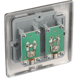 British General Nexus Metal 1-Gang Duplex TV Socket Black Nickel - Screwfix