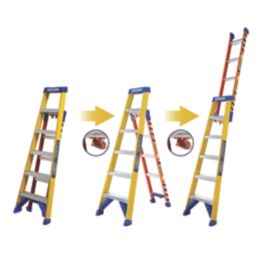 Werner LEANSAFE X3 Fibreglass 2.9m Combination Ladder - Screwfix