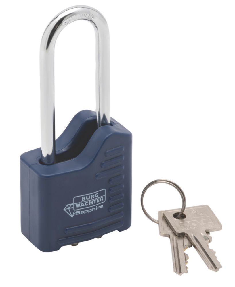 Burg-Wachter Sapphire Long Shackle Laminated Padlock Blue 40mm - Screwfix