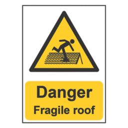 Essentials "Danger Fragile Roof" Sign 210mm x 148mm - Screwfix