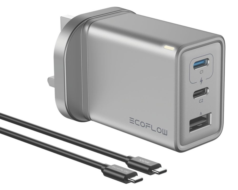 Ecoflow 3-Outlet Type A & C Plug-In Multi-Port Charger 3A - Screwfix