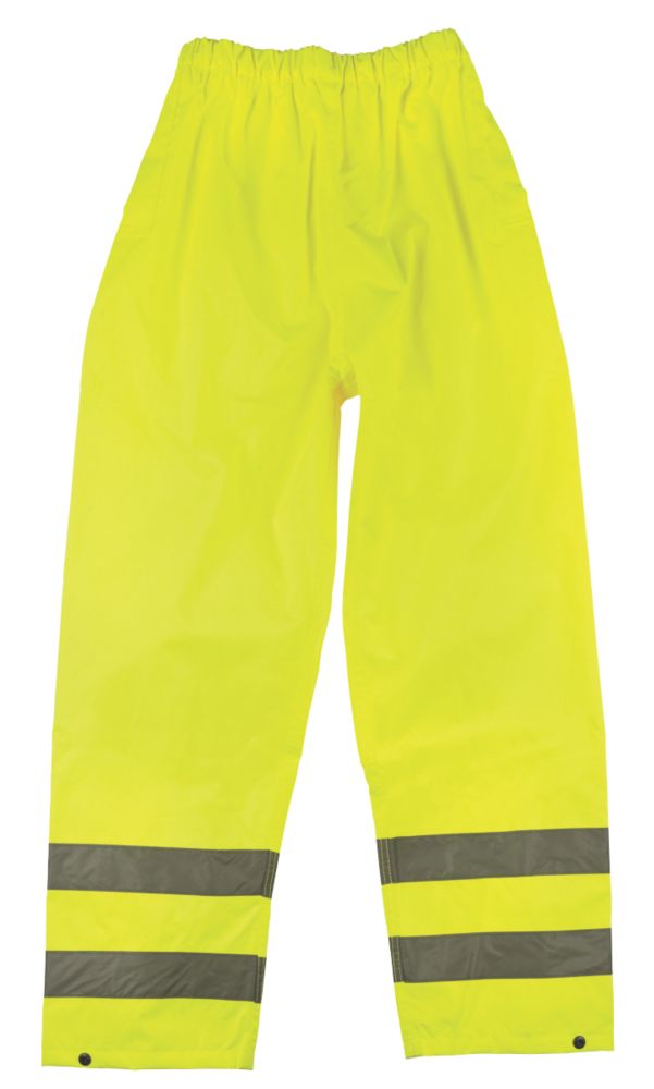 Hi-Vis Reflective Trousers Elasticated Waist Yellow Large 26-46" W 30 ...