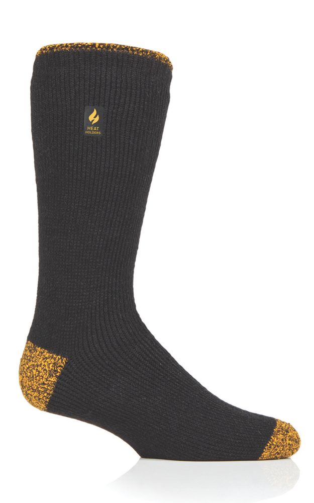 SockShop Heat Holders Reinforced Socks Black/Yellow 6-11 1 Pair - Screwfix