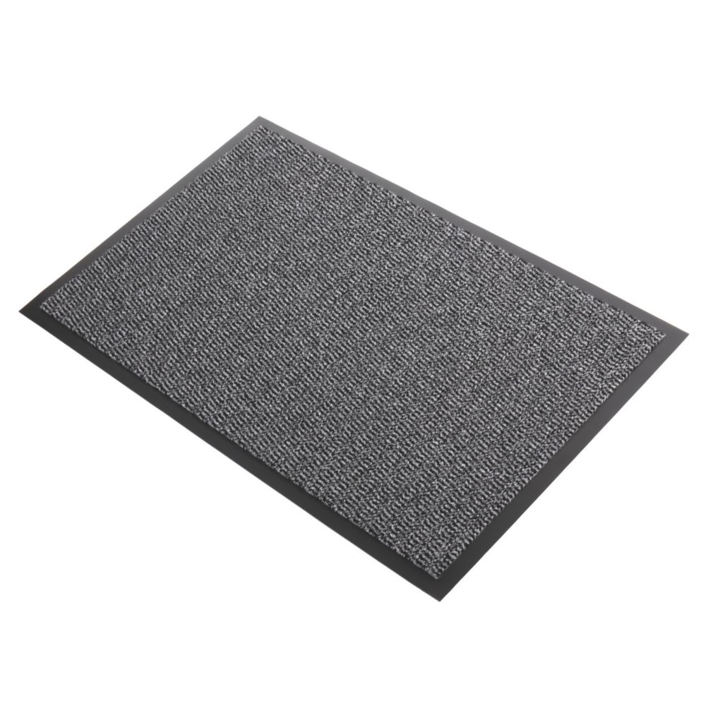 COBA Vyna-Plush Entrance Mat Black / Steel 900mm x 600mm x 7mm - Screwfix
