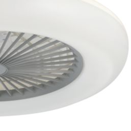 Eglo Sayulita LED 550mm Ceiling Fan White/Grey 12.6W 1600lm - Screwfix