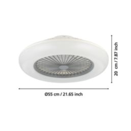 Eglo Sayulita LED 550mm Ceiling Fan White/Grey 12.6W 1600lm - Screwfix