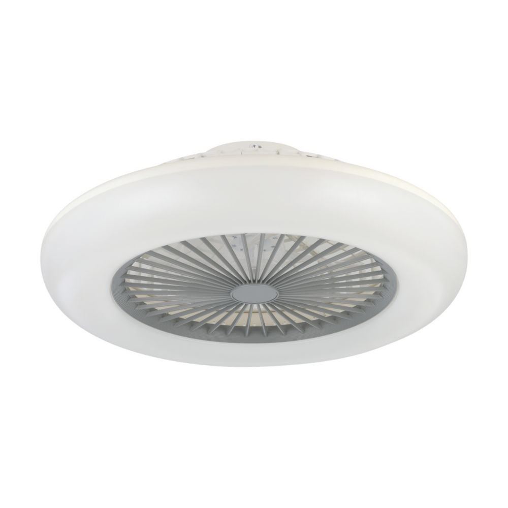 Eglo Sayulita LED 550mm Ceiling Fan White/Grey 12.6W 1600lm - Screwfix