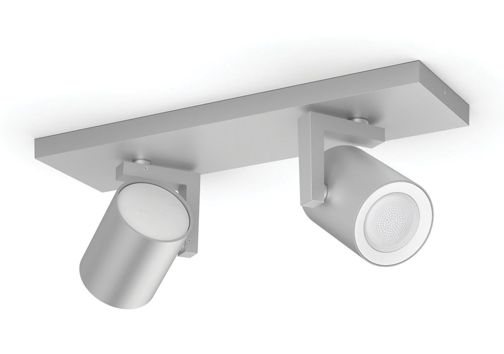 Philips Hue Argenta LED Double Spotlight Aluminium 6W 700lm - Screwfix