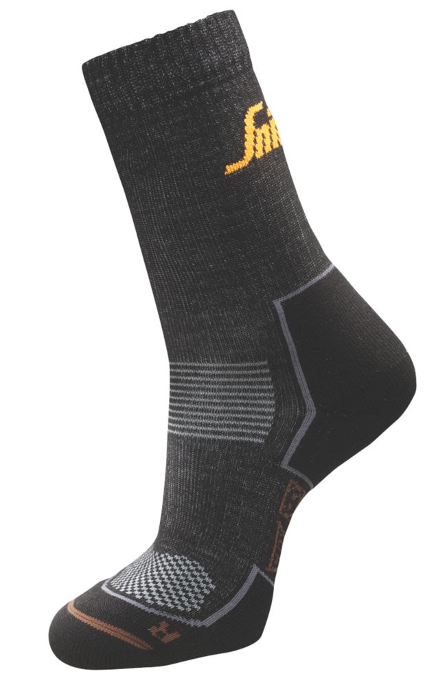 Snickers RuffWork Socks Black Size 7-10 2 Pack - Screwfix