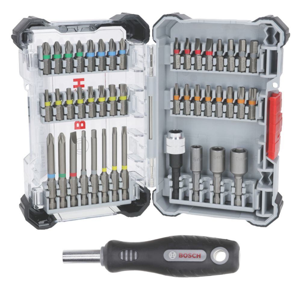 Bosch 1/4" Hex Shank Mixed Extra Hard Screwdriver Bits 44 Piece Set ...