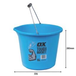 OX Plastic Builders Bucket Blue 15Ltr - Screwfix
