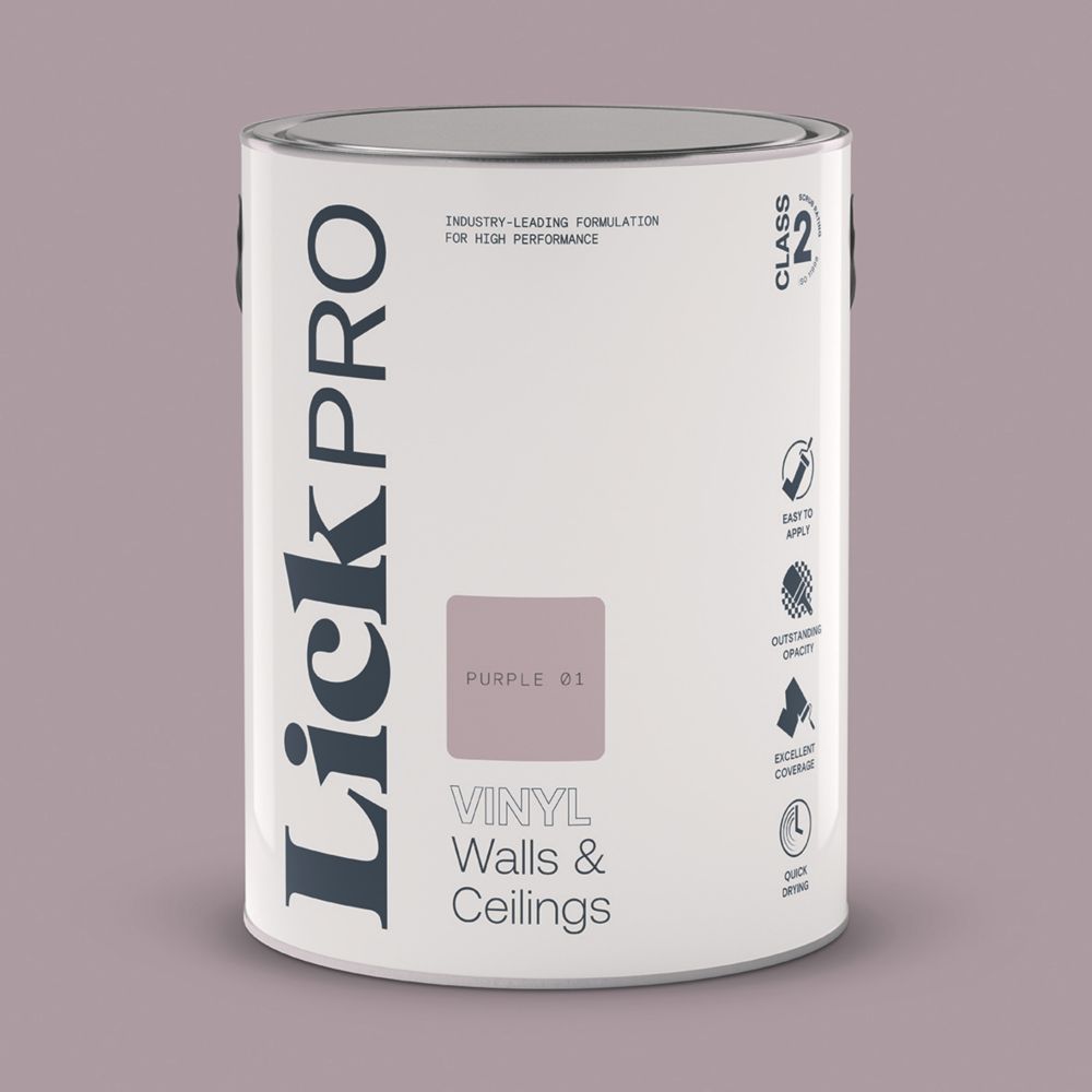 LickPro 5Ltr Purple 01 Vinyl Matt Emulsion Paint - Screwfix