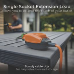 Masterplug 13A 1-Gang Unswitched Weatherproof Extension Lead Orange 15m ...