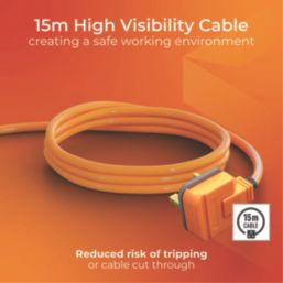 Masterplug 13A 1-Gang Unswitched Weatherproof Extension Lead Orange 15m ...